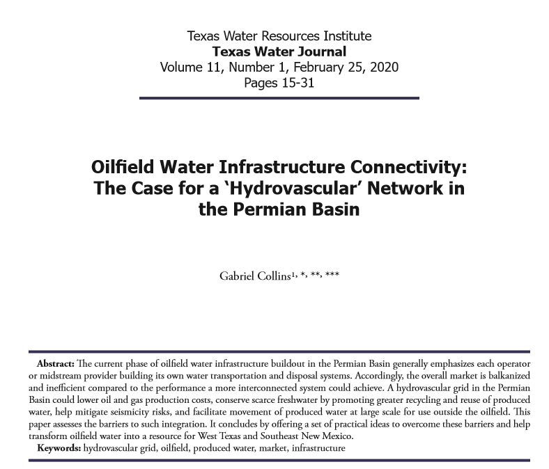 Oilfield Water Infrastructure Connectivity: The Case for a ...